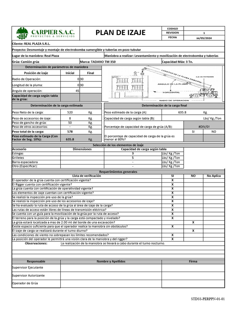Plan de Izaje 1 | PDF