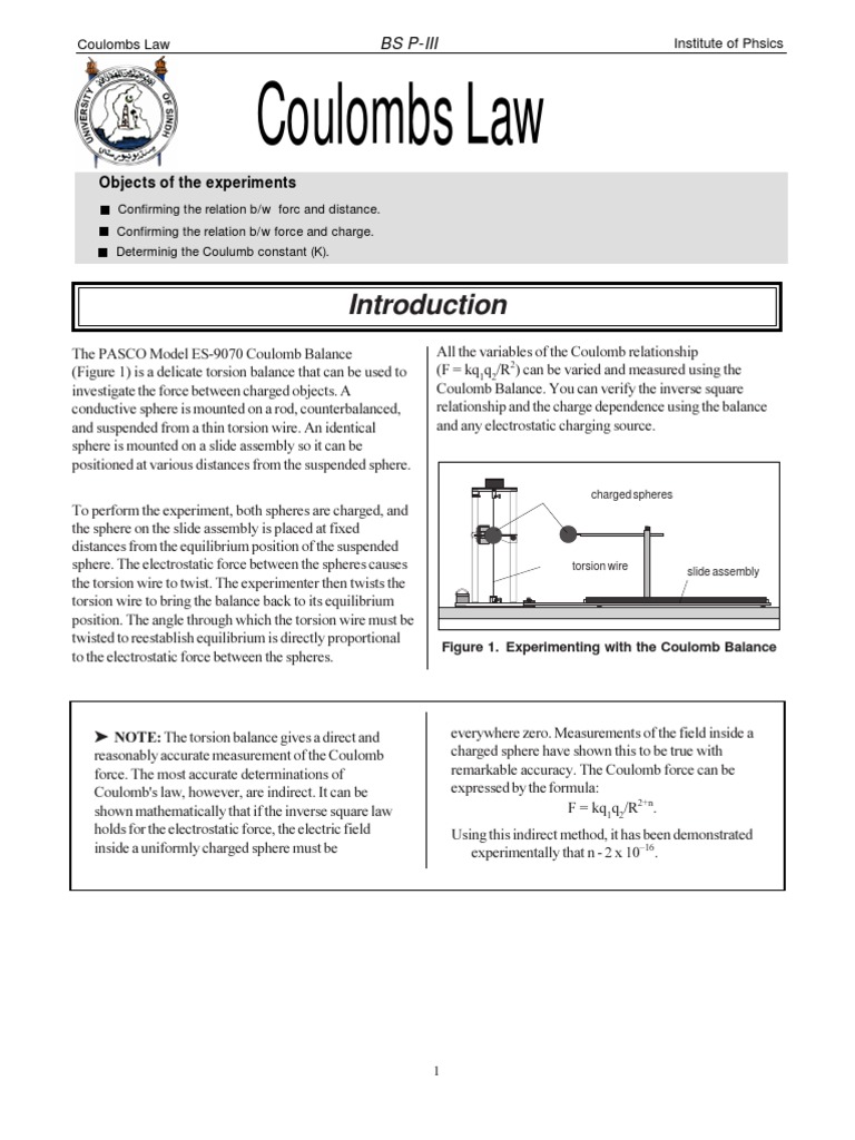 Physics Lab: Coulomb Balance Guide | PDF | Capacitor | Capacitance