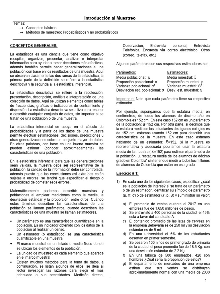 Guía de Muestreo | PDF | Muestreo (Estadísticas) | Probabilidad