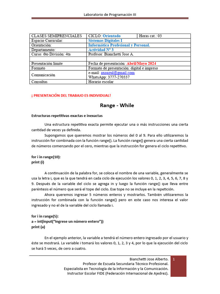 Estructuras Repetitivas en Python | PDF | Python (lenguaje de programación) | Variable (informática)
