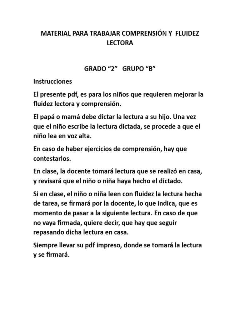 Material para Trabajar Comprensión y Fluidez Lectora | PDF