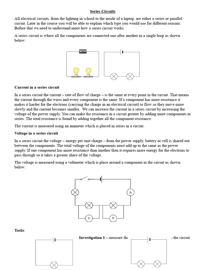 Series Circuits Notes and Tasks | PDF | Series And Parallel Circuits ...