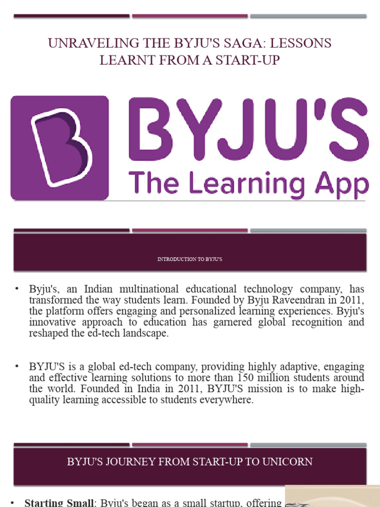 Byju's Journey: Success and Lessons Learned | PDF | Educational ...