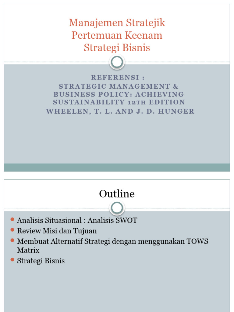 Formulasi Strategi Bisnis TOWS dan SWOT | PDF