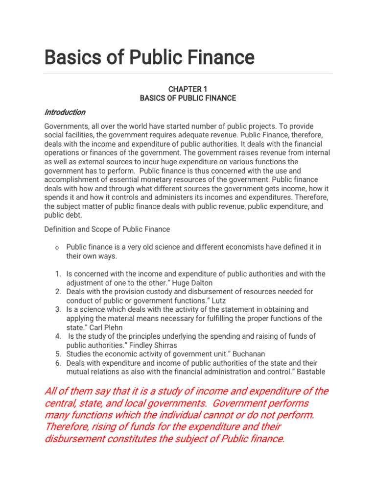 Notes - Public Finance and Taxation | PDF | Social Science | Science ...