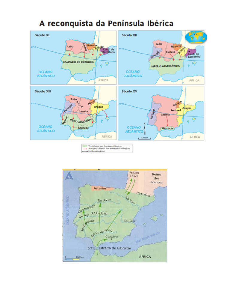 Mapa avanço islâmico e reconquista crista | PDF