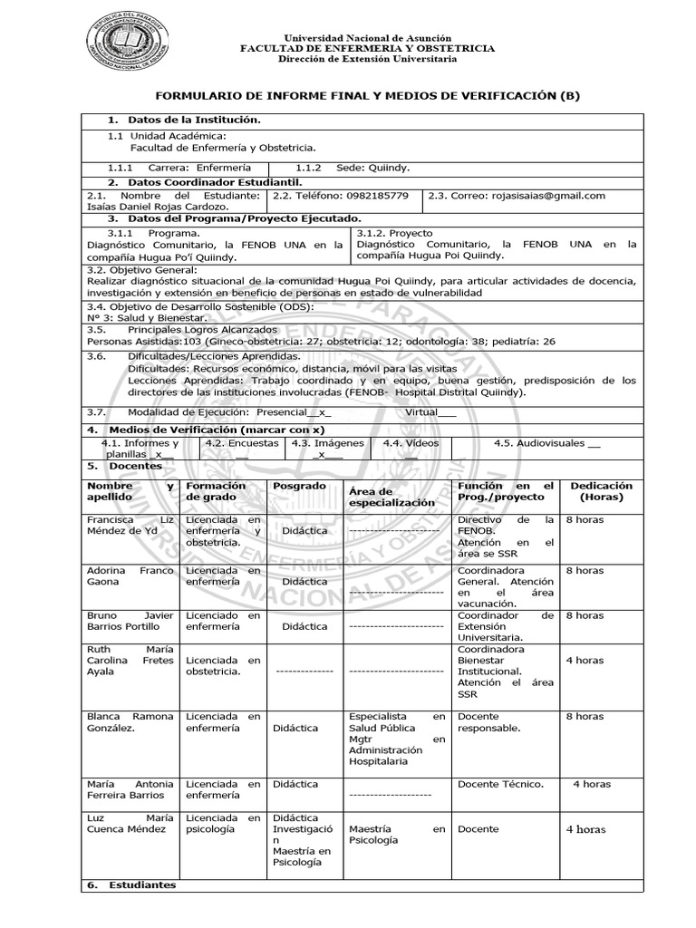 Informe de E.U. DX Comunitario | PDF | Hospital | Medicina CLINICA