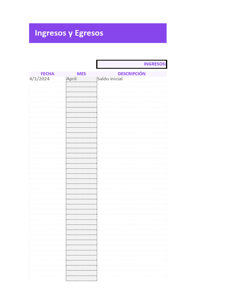 Planilla de Excel para Control de Ingresos y Egresos | PDF