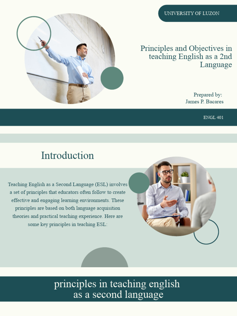 Principles and Objectives in Teaching Esl | PDF | English As A Second Or Foreign Language ...