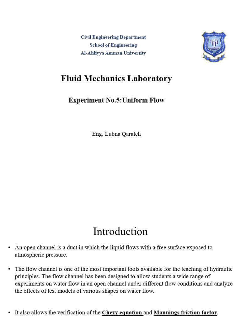 Steady Uniform Flow in Open Channels | PDF | Fluid Dynamics | Physics