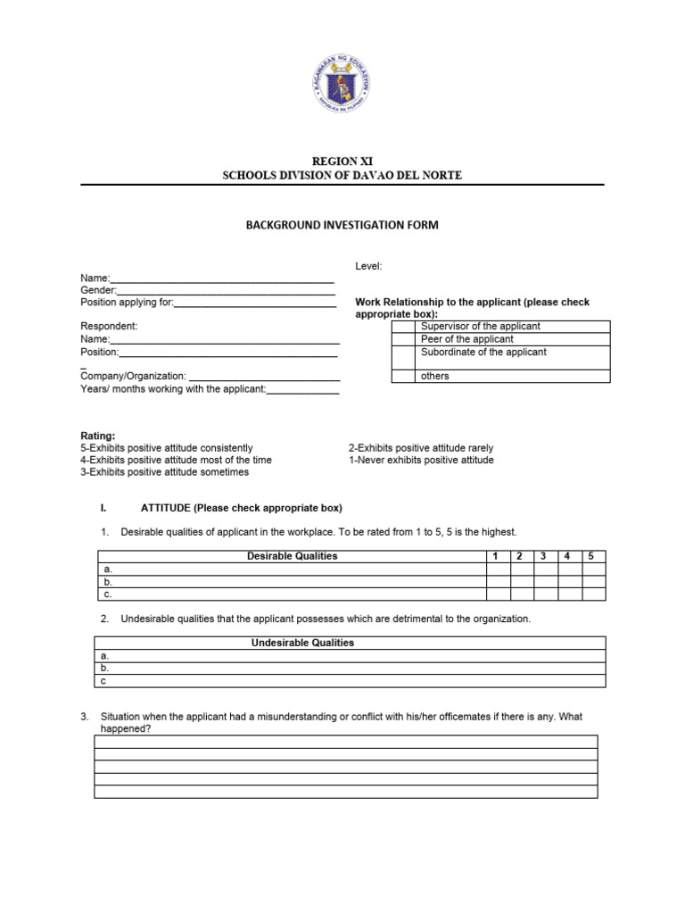 BI Blank Form | PDF | Psychological Concepts | Social Psychology