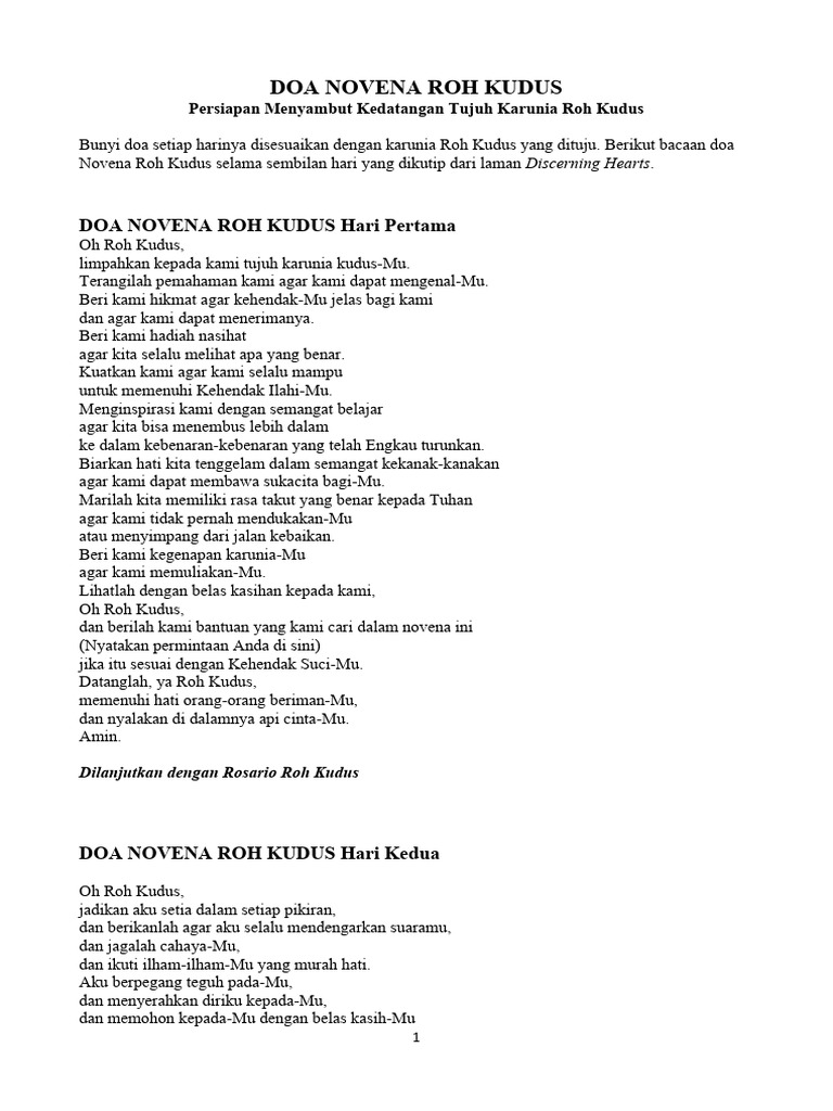 Doa Novena Roh Kudus | PDF