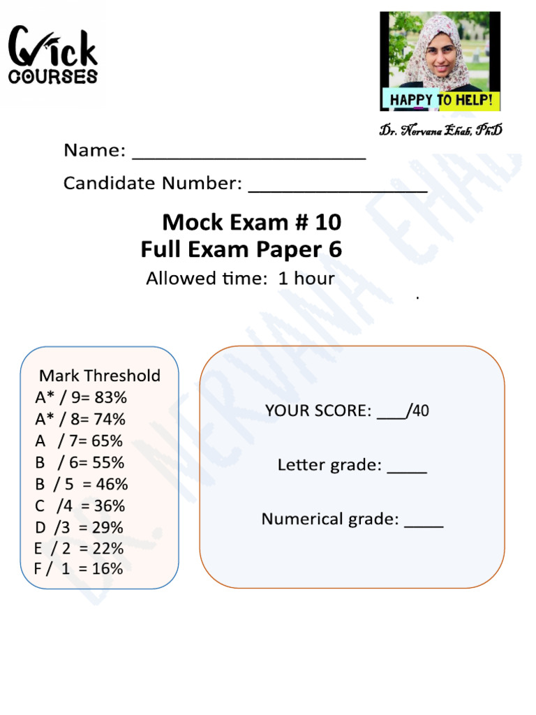 Mock #10 Full Exam Paper 6 Questions | PDF | Acid | Solubility