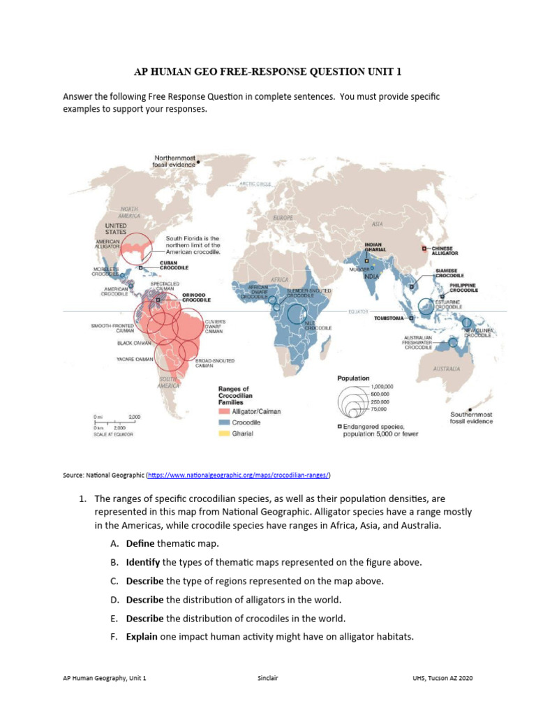 Ap Human Geo Free-Response Question Unit 1 | PDF | Map | Crocodile