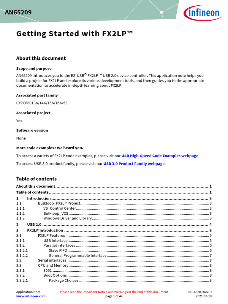 Infineon-AN65209 Getting Started With FX2LP-ApplicationNotes-V10 00-En ... Infineon-AN65209 Getting Started With FX2LP-ApplicationNotes-V10 00-En ...
