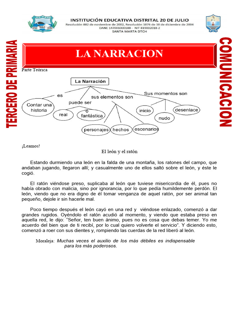 La-Narracion-para-Tercero-de-Primaria | PDF | Narración | Fábula