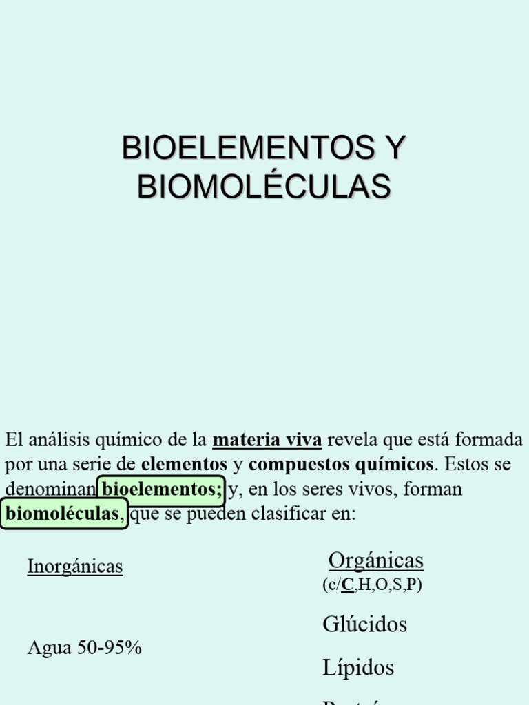 Biomoleculas y Bioelementos | PDF | Biomoléculas | Química