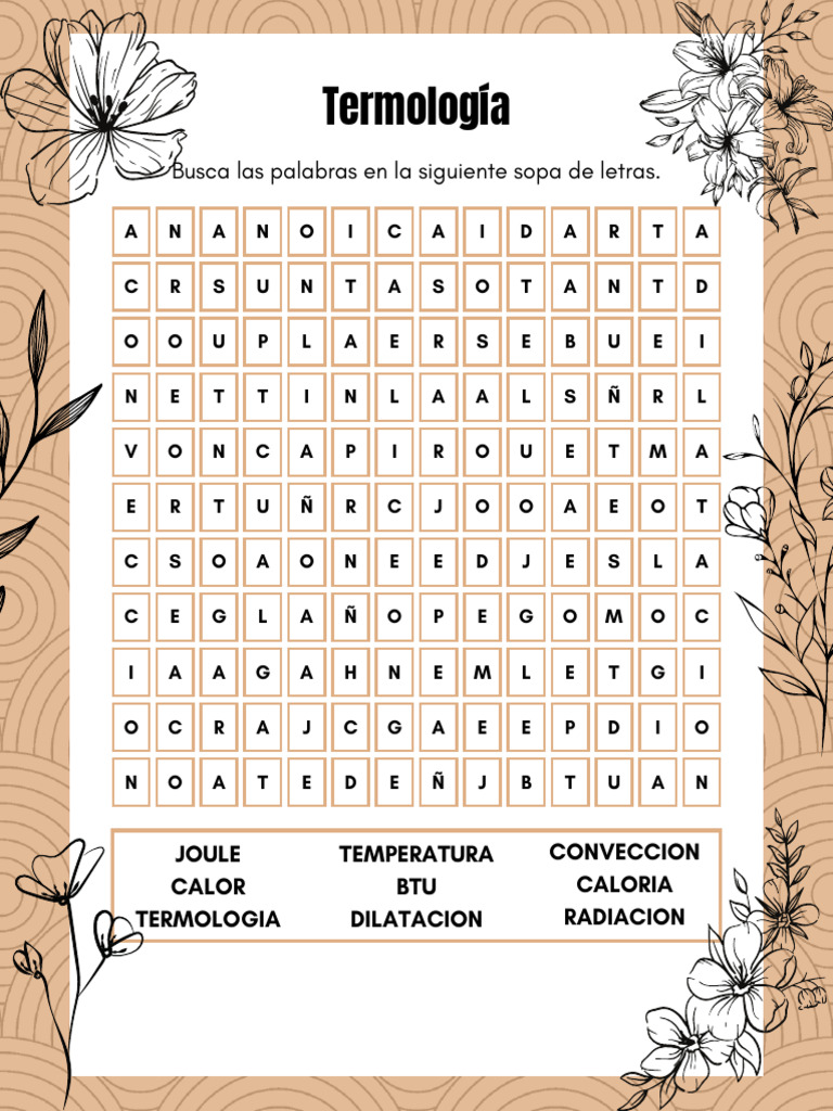 Sopa de Letras: Termodinâmica | PDF | Artes Linguísticas e Disciplina
