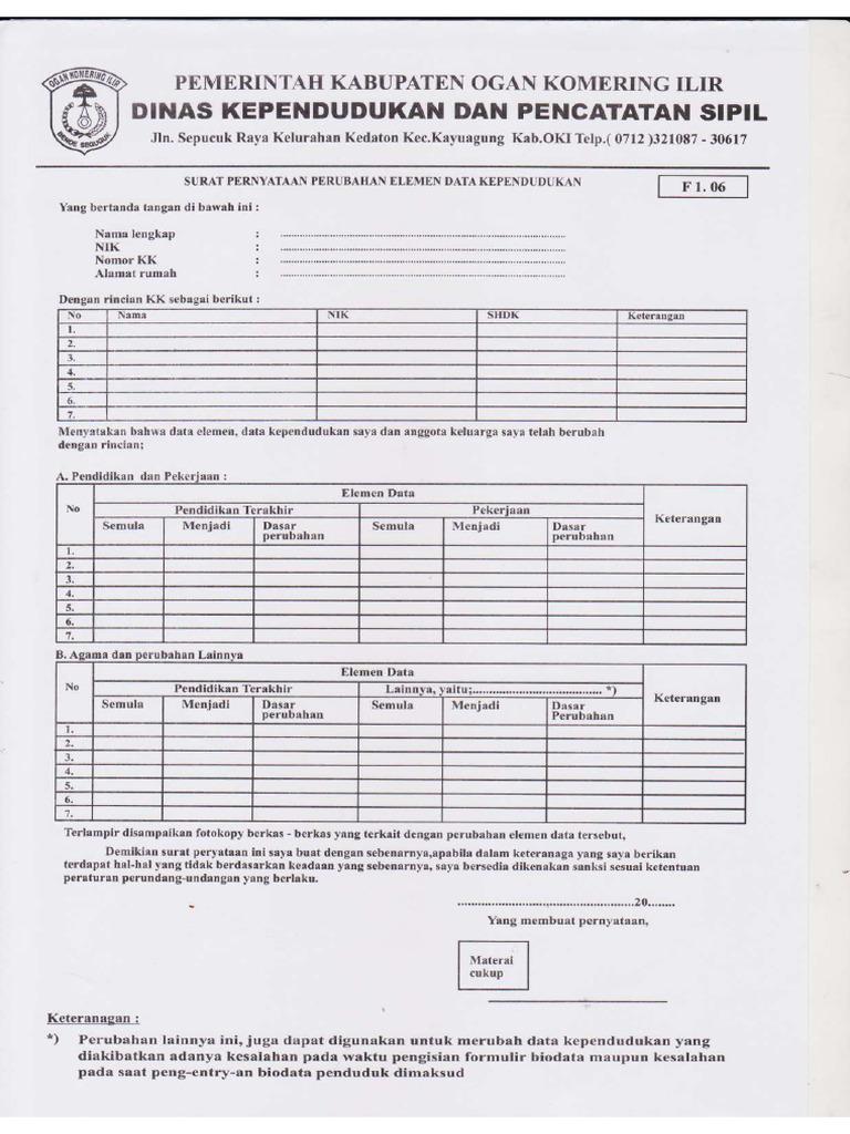 Formulir F1.06 | PDF