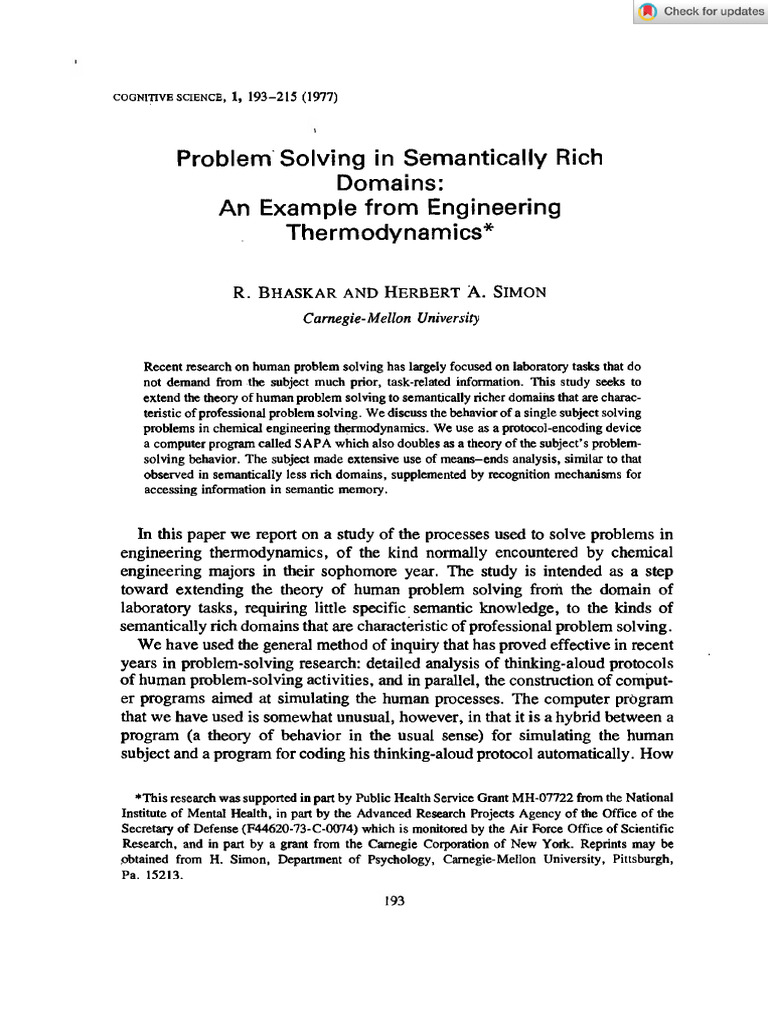 Cognitive Science - April 1977 - Bhaskar - Problem Solving in Semantically Rich Domains An ...
