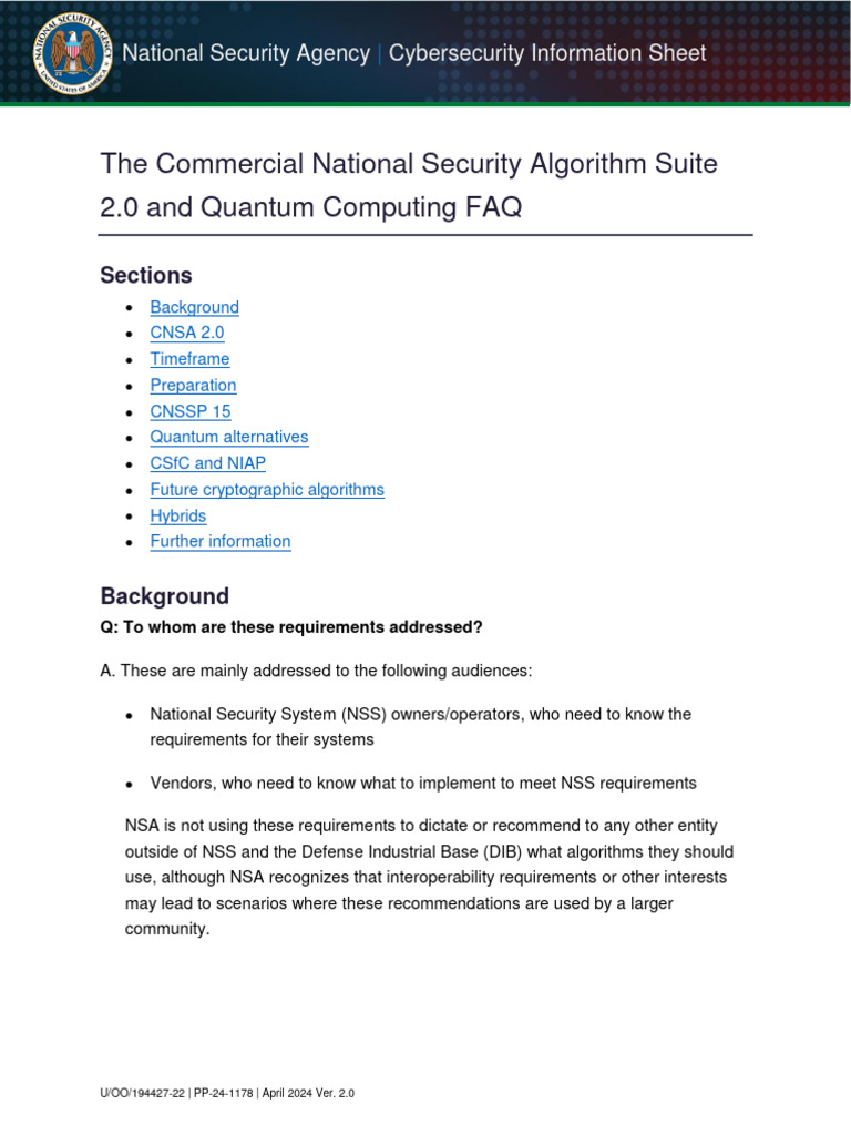 Csi Cnsa 2.0 Faq PDF | PDF | Cryptography | Key (Cryptography)