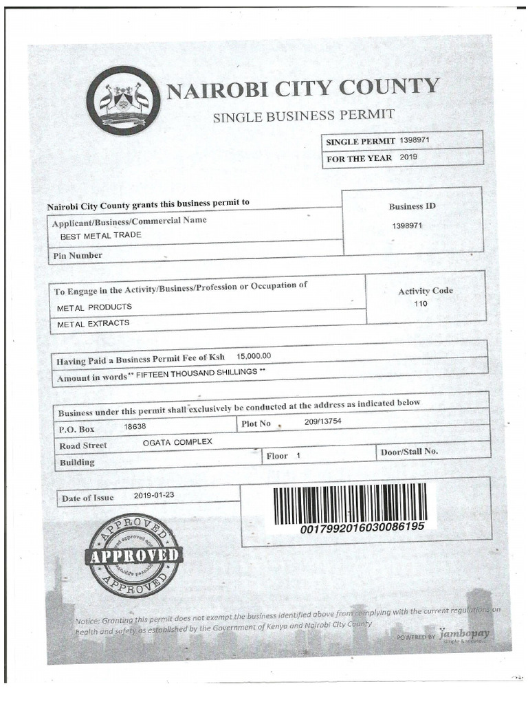 Best Metal Trade Single Business Permit | PDF