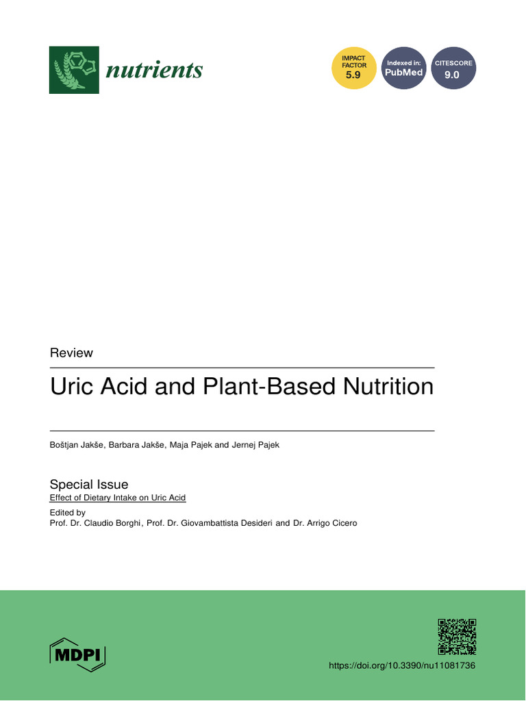 Nutrients 11 01736 With Cover | PDF | Gout | Fructose