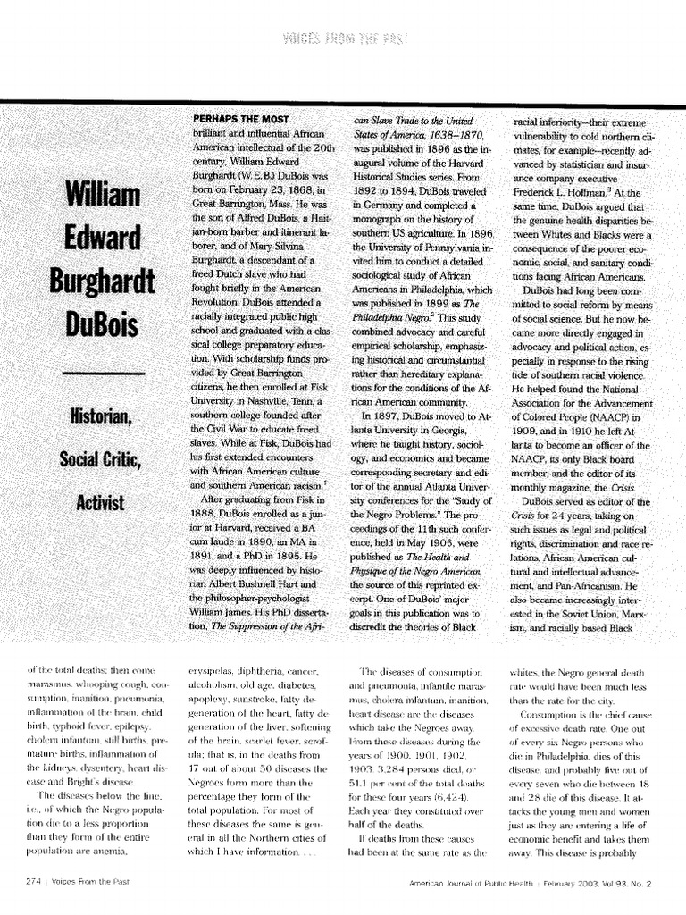 WEB Dubois Biography | PDF | W. E. B. Du Bois | Society Of The United ...