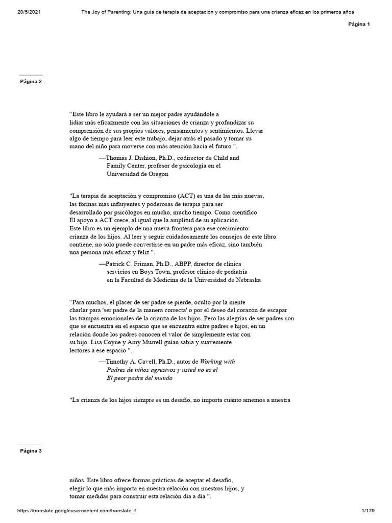 The Joy of Parenting - Una Guía de Terapia de Aceptación y Compromiso para Una Crianza Eficaz en ...