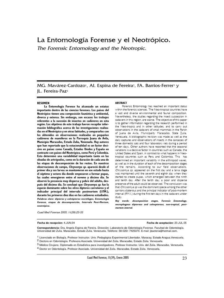 Entomologia Forence y El Neotropico | PDF | Descomposición