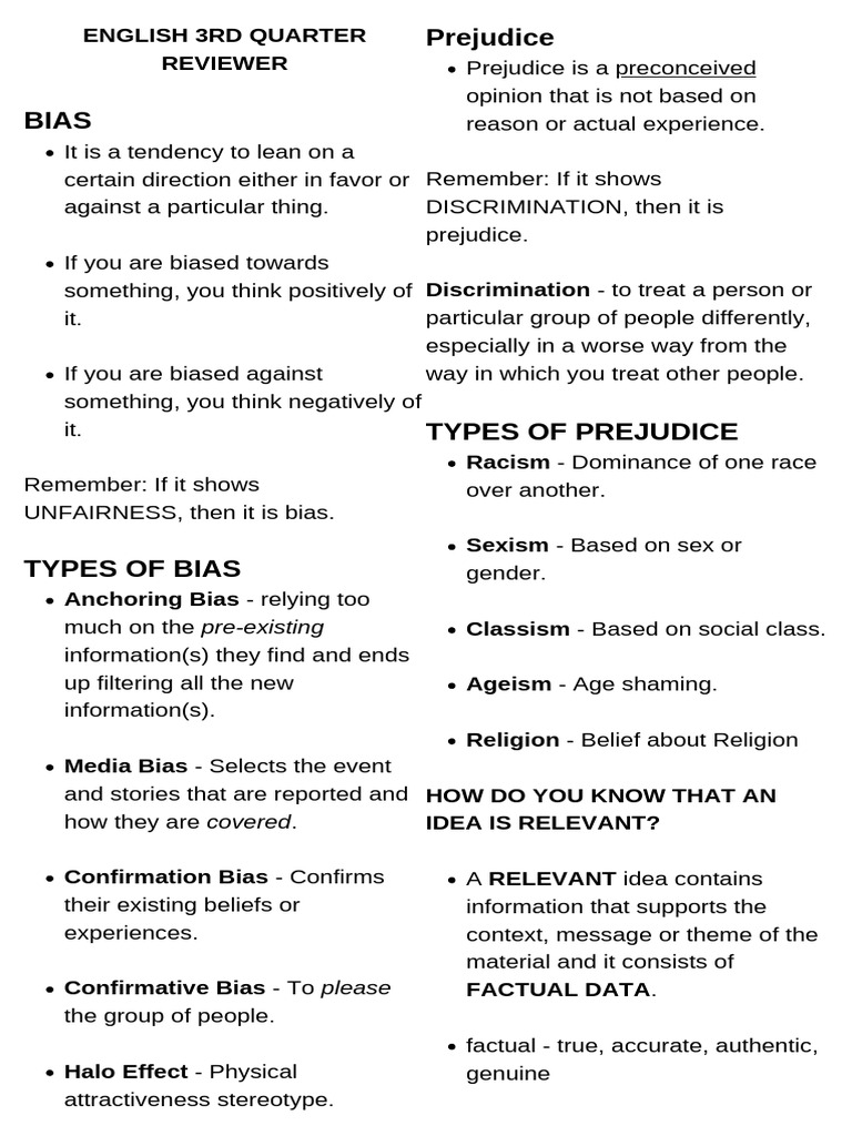 English Reviewer 3 QTR | PDF | Bias | Fallacy
