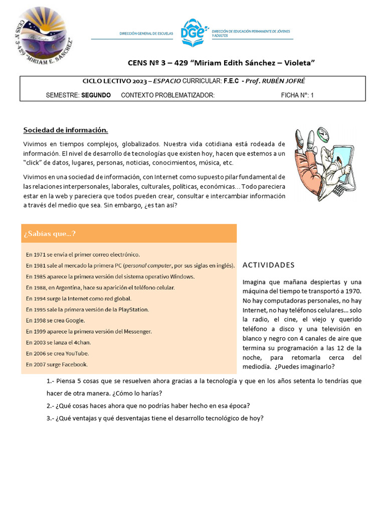 Ficha 1 Segundo Modulo | Descargar gratis PDF | Comunicación
