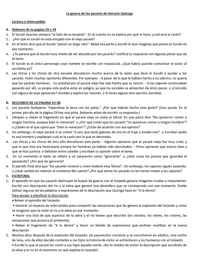 Cuadernillo La Guerra de Los Yacare | PDF | Narración | Verbo