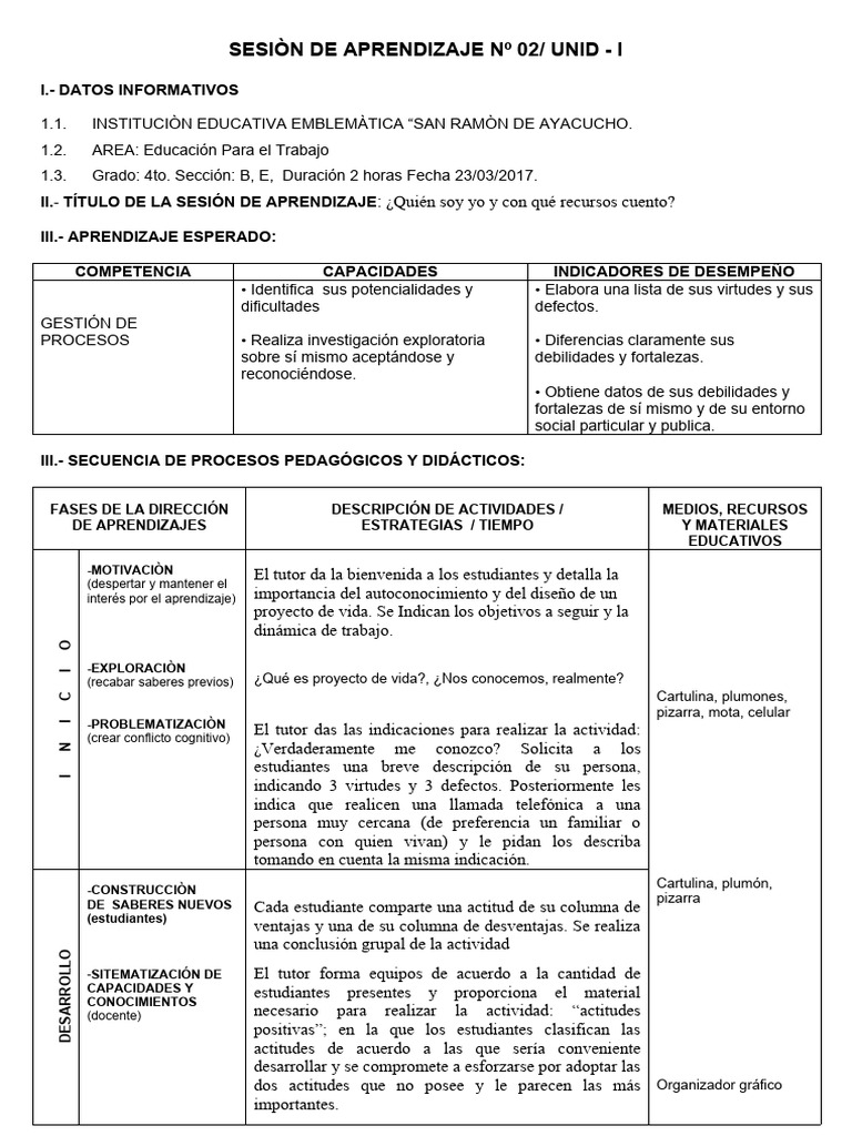 2da Sesion EPT 4to | Descargar gratis PDF | Aprendizaje | Evaluación