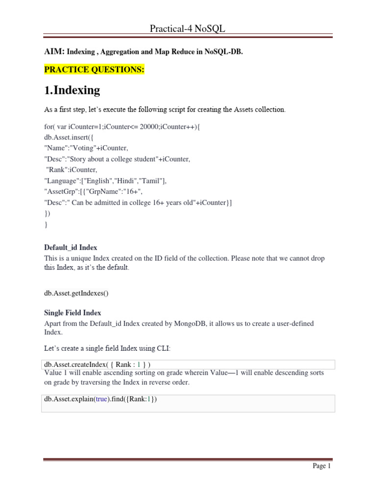 Prac4 NOSQL-QUE | Download Free PDF | No Sql | Map Reduce