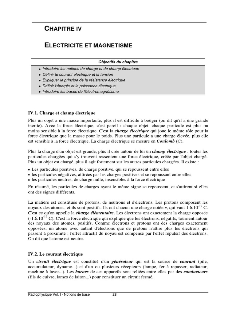 Notions de base en électricité | PDF | Courant électrique | Électricité