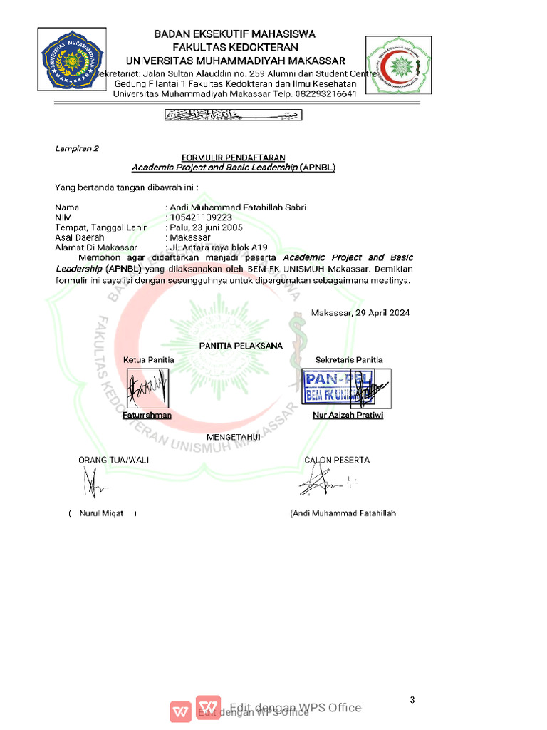 Formulir Pendaftaran Pdf