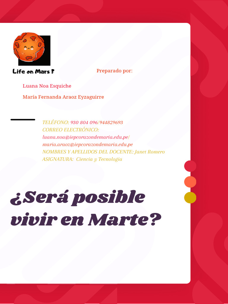 ¿Será Posible Vivir en Marte | PDF | Marte | Rover (Exploración espacial)