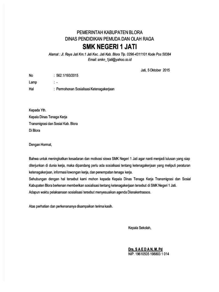 Contoh Surat BKK | PDF