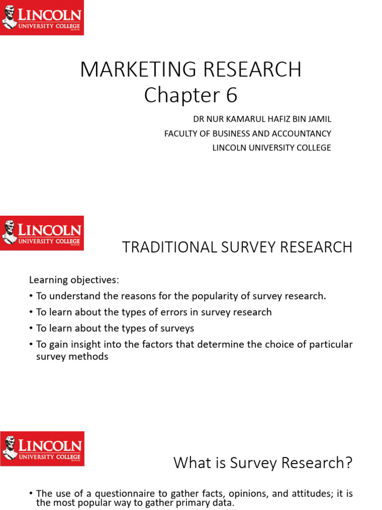 Chapter 6 Marketing Research | PDF | Survey Methodology | Sampling ...