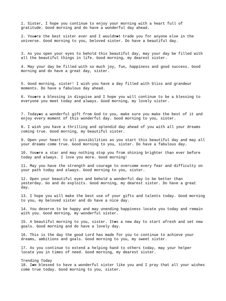 2021 Trending Good Morning Sister Text Messages | PDF
