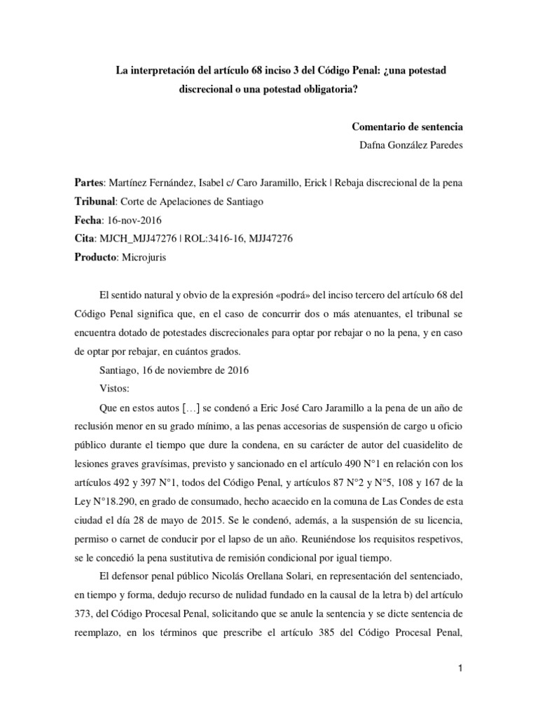 La interpretación del artículo 68 inciso 3 del Código Penal_ ¿una ...
