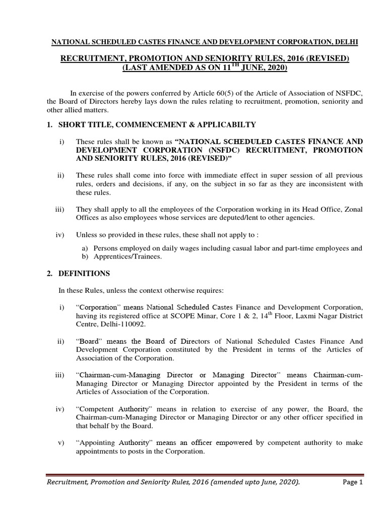 Recruitment, Promotion and Seniority Rules 2016 (Revised) | PDF | Employment | Recruitment