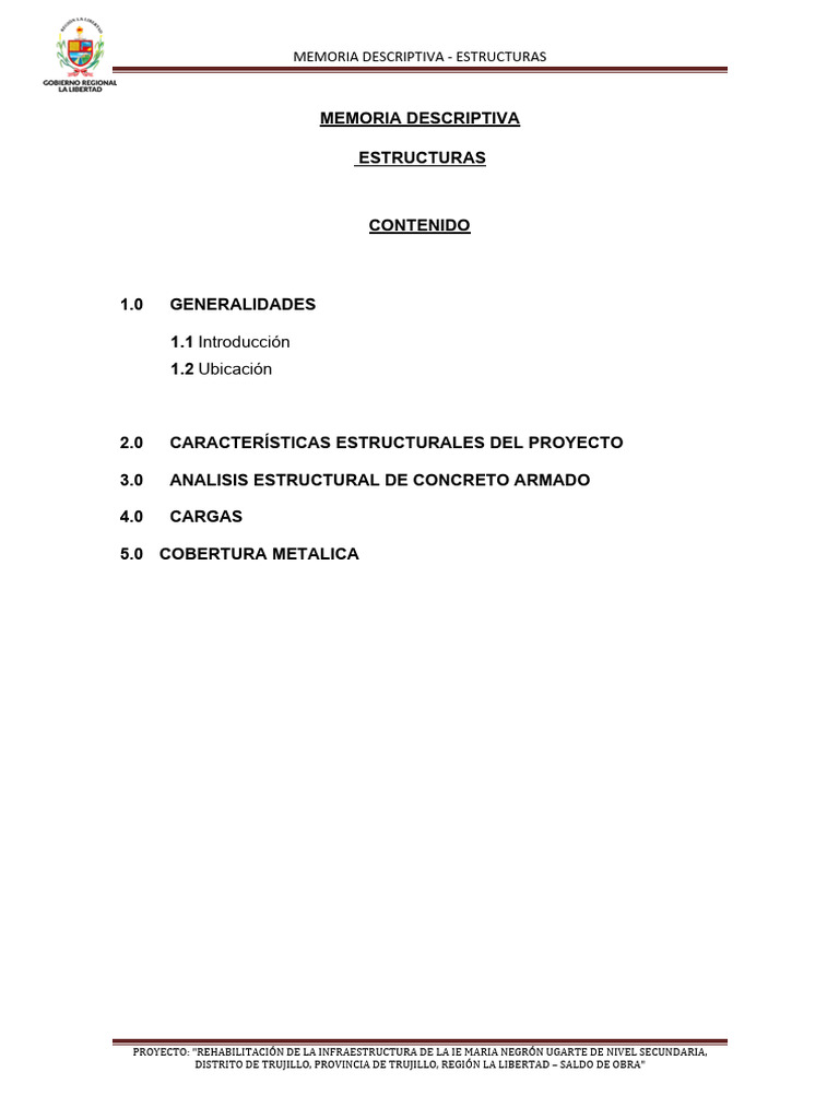Memoria Descriptiva - Estructuras 2020 | Descargar gratis PDF | Fundación (Ingeniería) | Hormigón