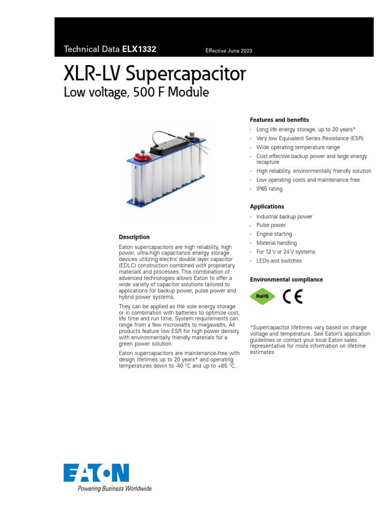XLR-LV Supercapacitor Low Voltage | PDF | Capacitor | Electronics