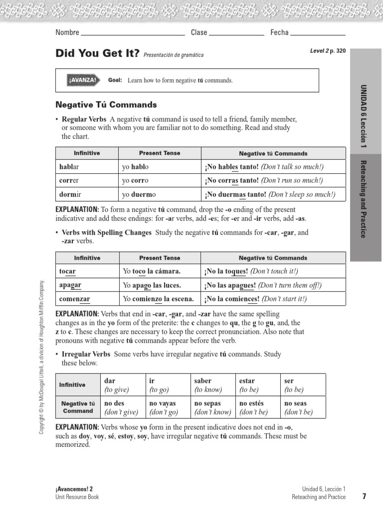 Negative Tu Commands | PDF