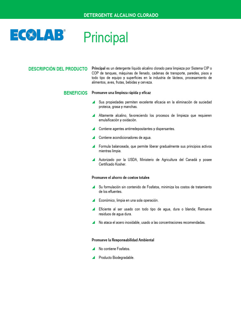 FT Principal | PDF | Detergente | Agua