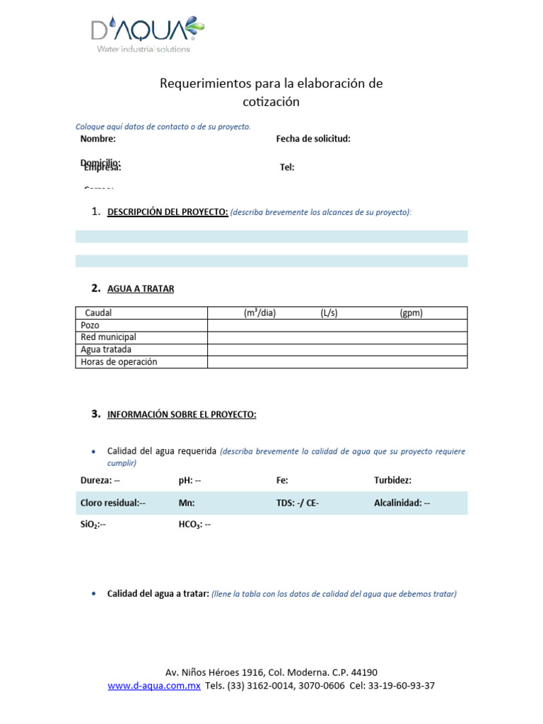 Formulario de Requerimientos Proyectos (Anexo 1) | PDF | Materiales ...