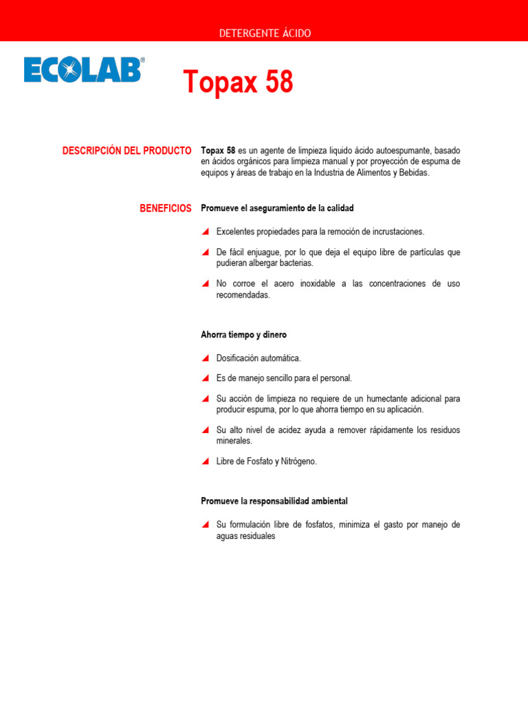 FT Topax 58 | PDF | Ácido | Detergente