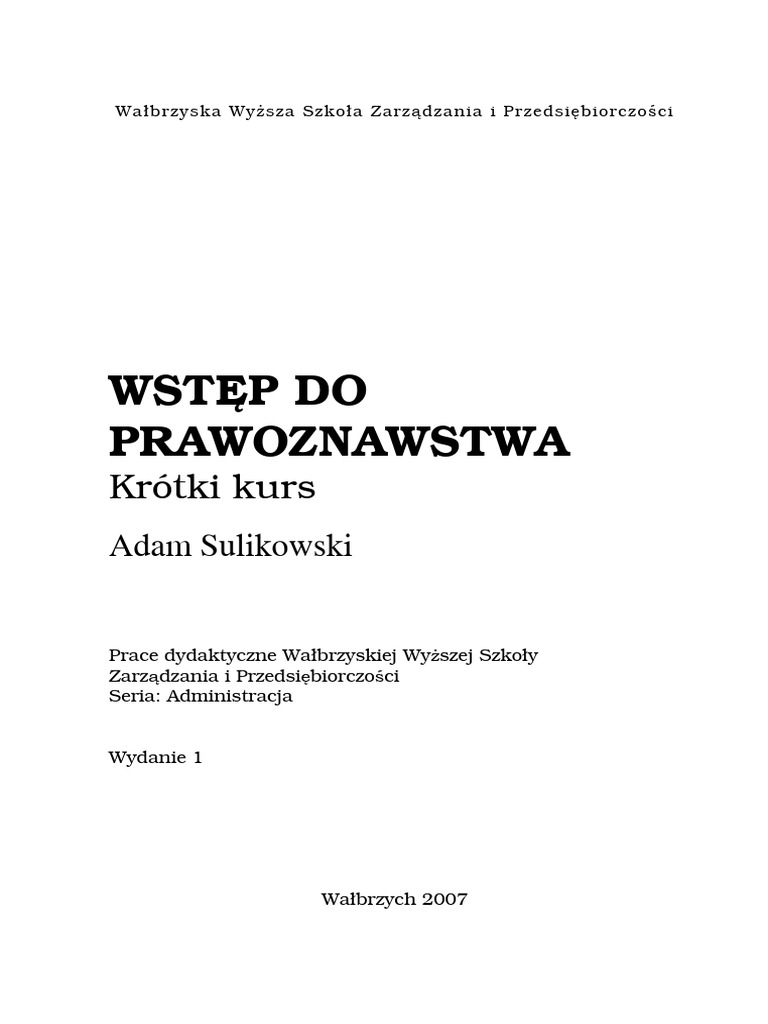 Wstep Do Prawoznawstwa | PDF